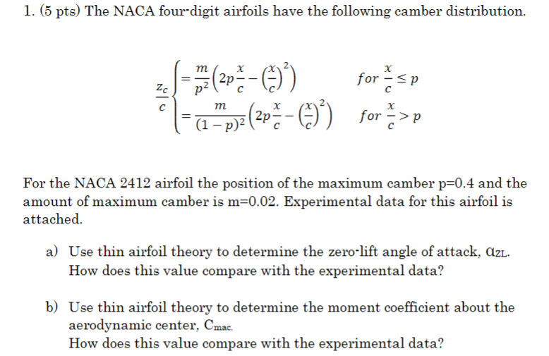 1. (5 pts) The NACA four-digit airfoils have the | Chegg.com