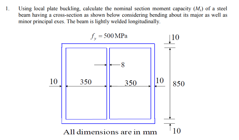 Solved 1. Using local plate buckling, calculate the nominal | Chegg.com