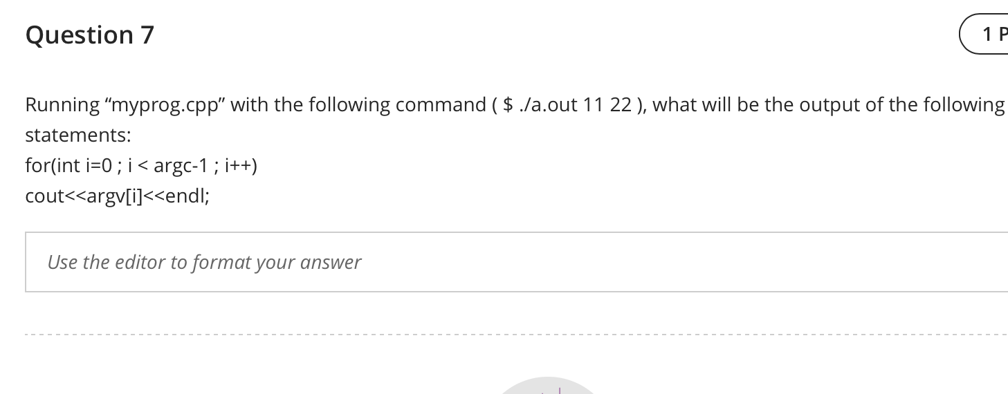 Solved Question 7 1P Running “myprog.cpp" with the following | Chegg.com