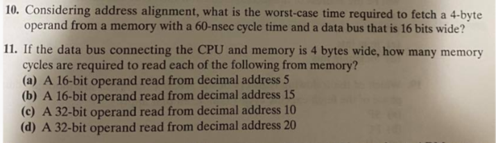Solved 10. Considering address alignment, what is the | Chegg.com
