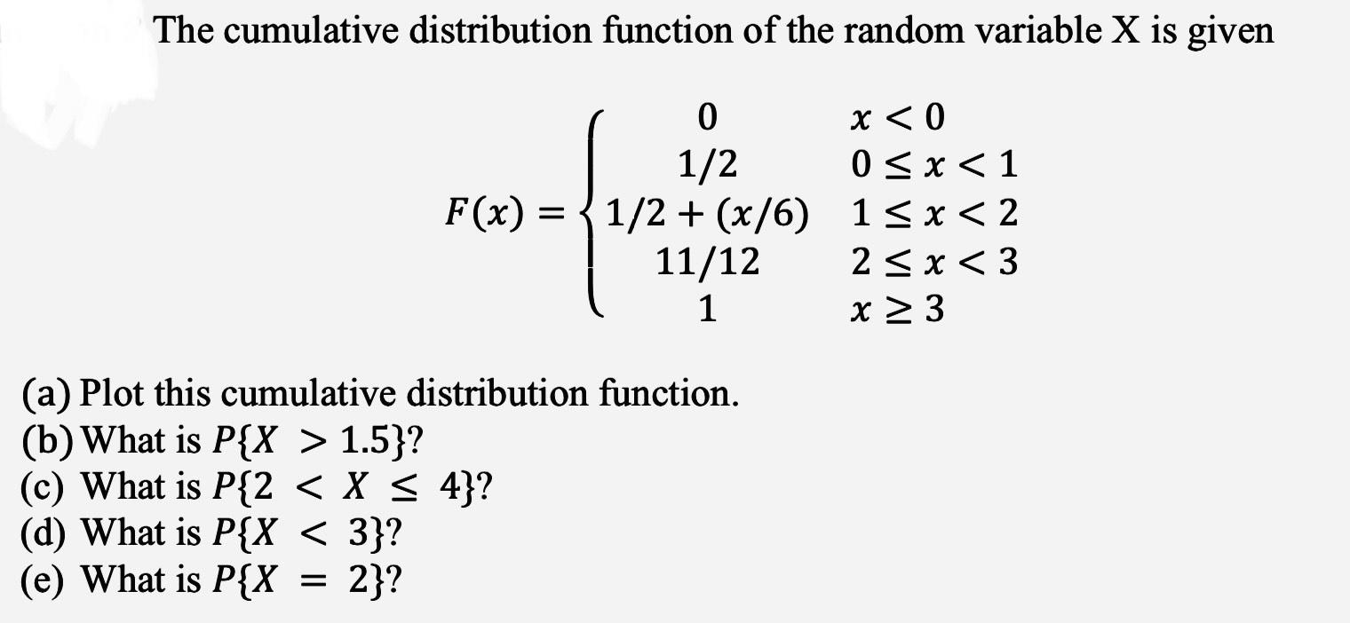 Solved The cumulative distribution function of the random | Chegg.com