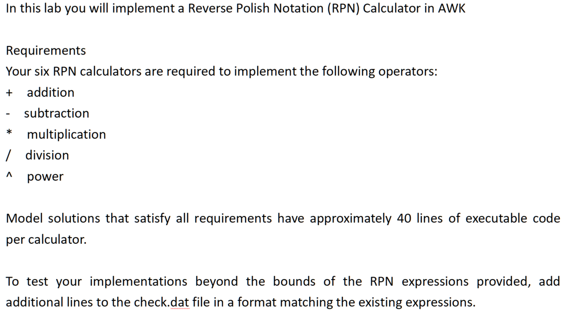 Solved In this lab you will implement a Reverse Polish | Chegg.com