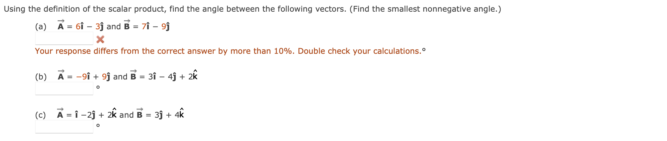 Solved Using the definition of the scalar product, find the | Chegg.com