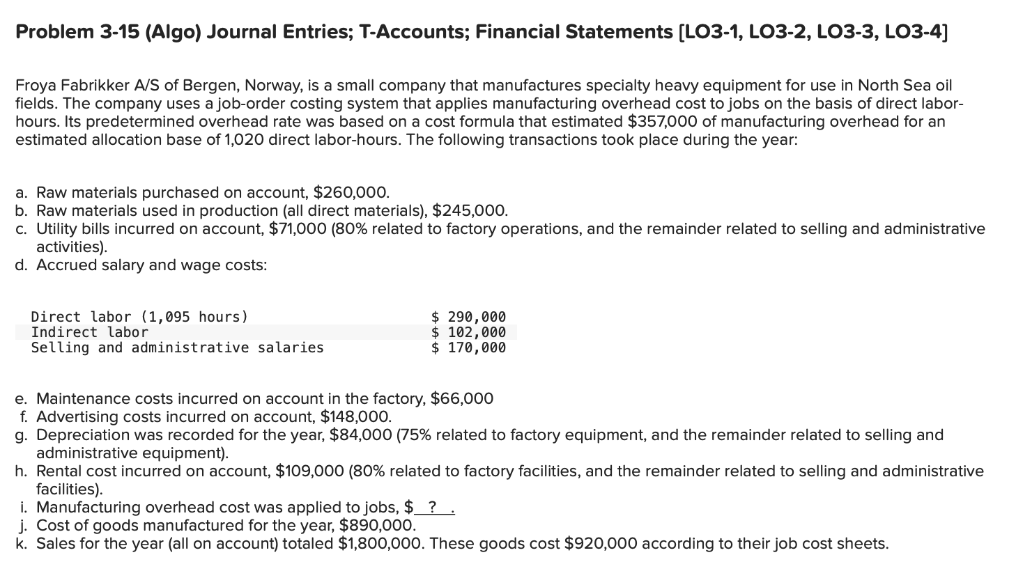 Solved Problem 3-15 (Algo) Journal Entries; T-Accounts; | Chegg.com