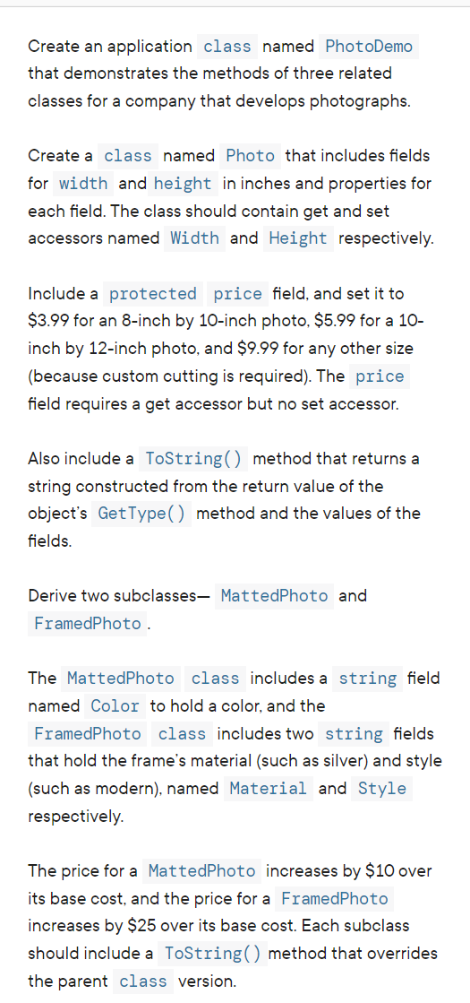 Solved The Programming Language is C# Create an | Chegg.com