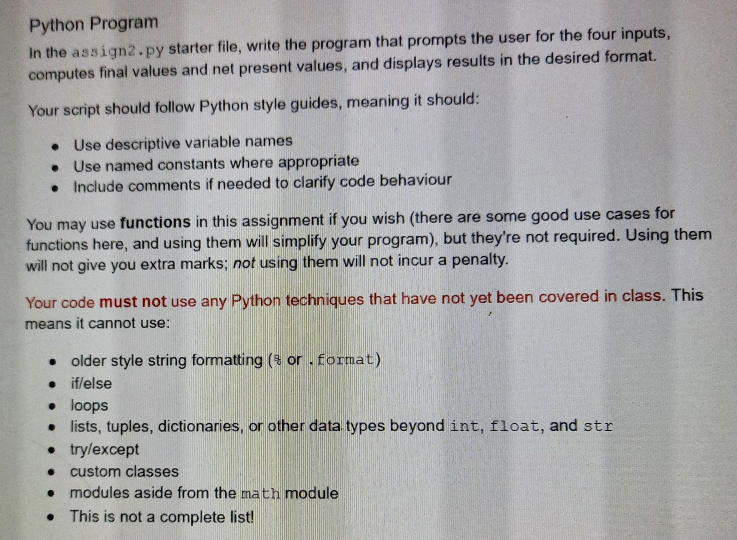 Solved Python Program In The Assign 2py Starter File Write 0415