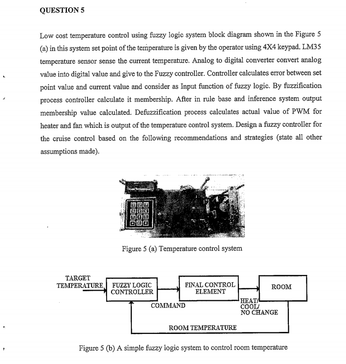 QUESTION 5 Low cost temperature control using fuzzy | Chegg.com