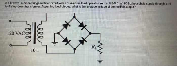 Solved A full-wave, 4-diode bridge rectifier circuit with a | Chegg.com