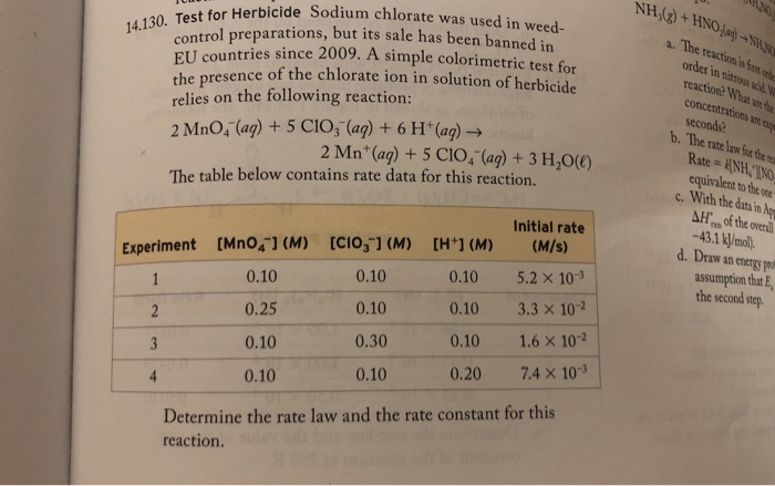 Solved for Herbicide Sodium chlorate was used in weed- | Chegg.com