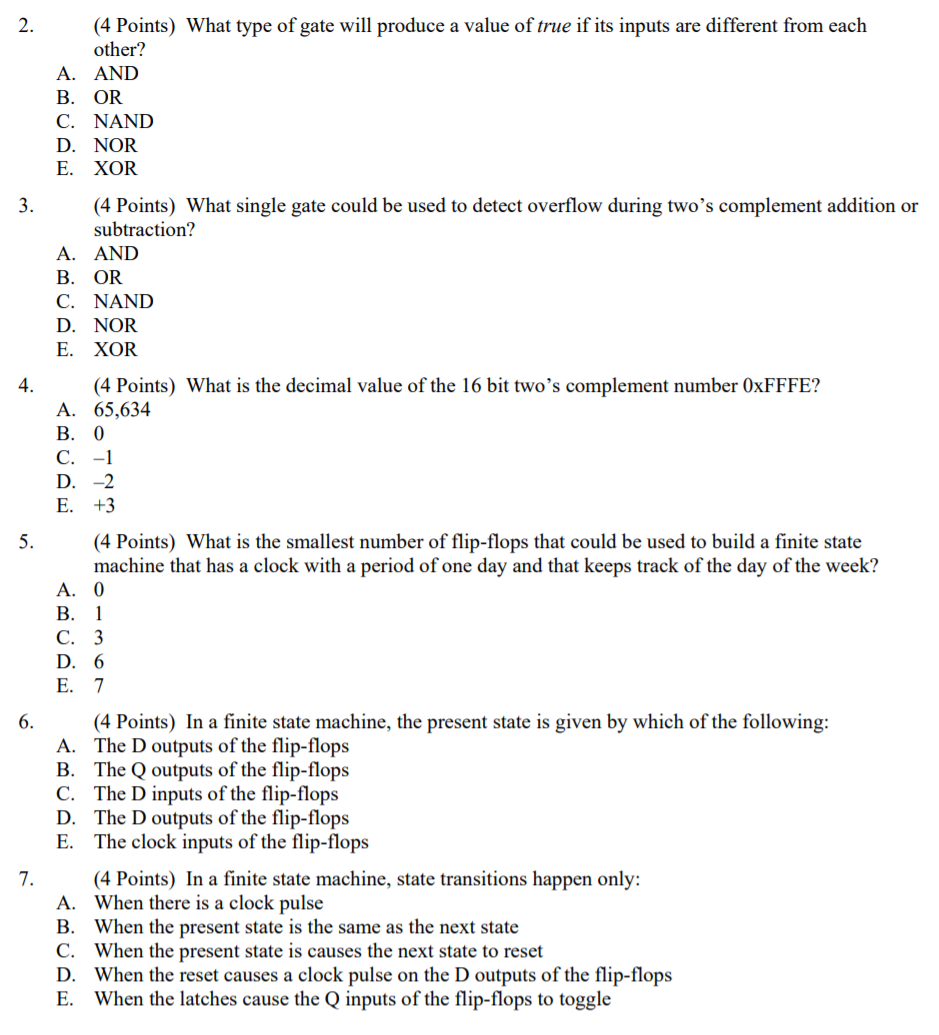 Solved (4 Points) What type of gate will produce a value of | Chegg.com