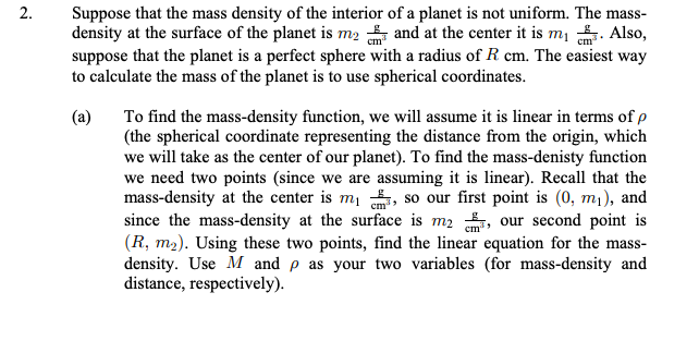 Solved Suppose that the mass density of the interior of a | Chegg.com