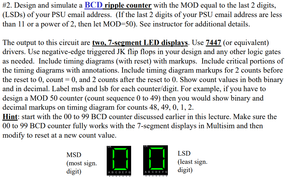 #2. Design and simulate a BCD ripple counter with the | Chegg.com