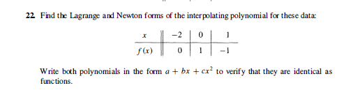 Solved Find the Lagrange and Newton forms of the | Chegg.com