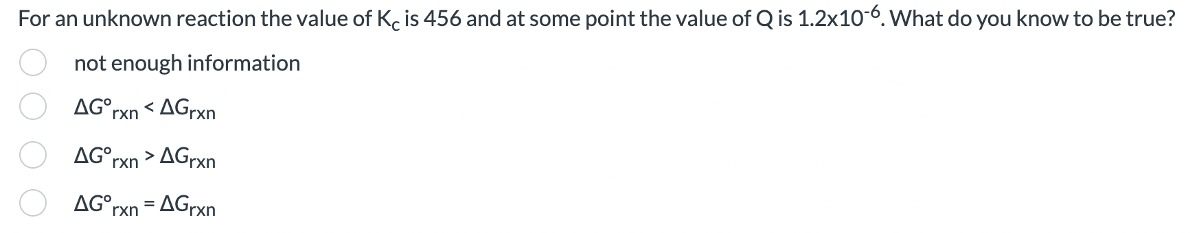 Solved For an unknown reaction the value of Kc is 456 and at | Chegg.com