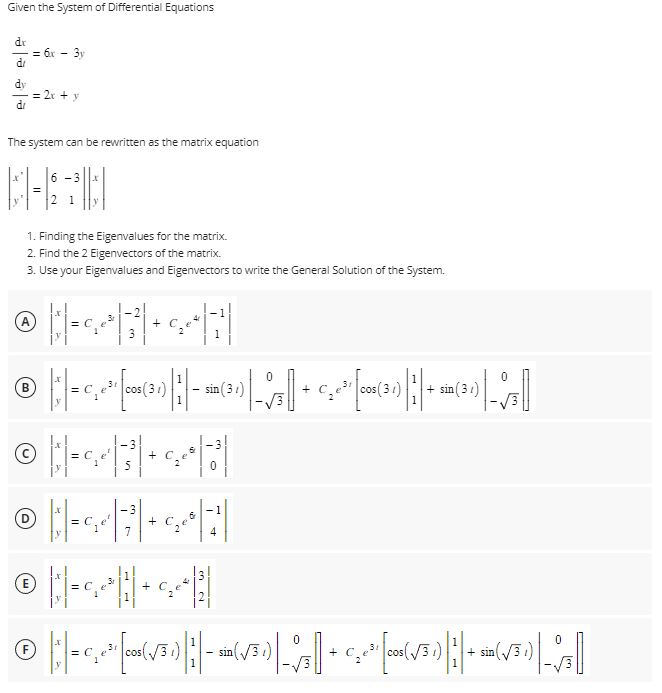 Solved Given a Complex Eigenvalue R=A+/−Bi and our Complex | Chegg.com
