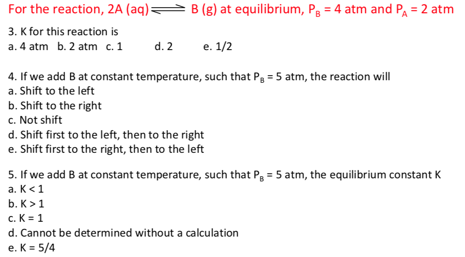 Solved 1. For H20 (1) == H20 (g), when equilibrium is | Chegg.com