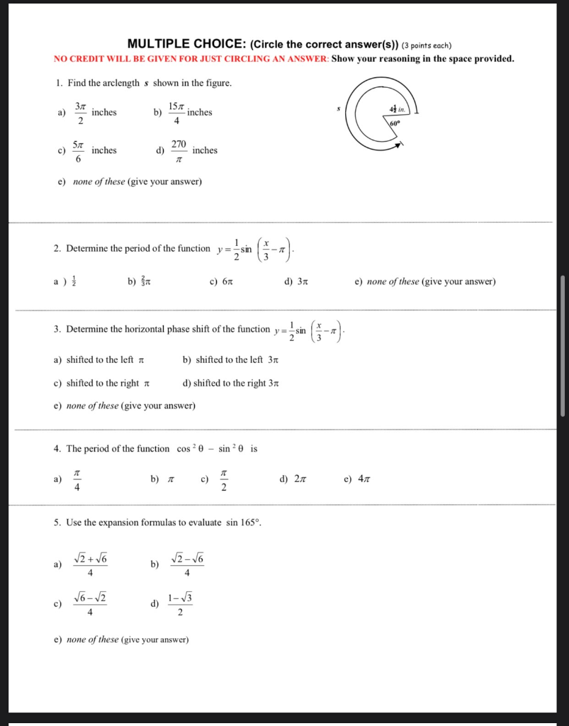 Solved MULTIPLE CHOICE: (Circle the correct answer(s)) (3 | Chegg.com