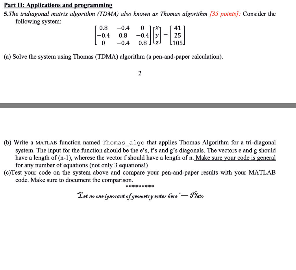 Solved Part II: Applications and programming 5.The | Chegg.com