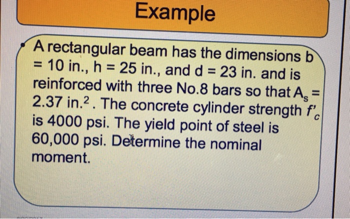 Solved Example A rectangular beam has the dimensions b = 10 | Chegg.com