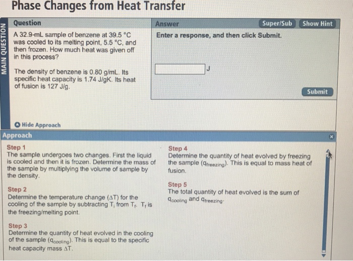 Solved Phase Changes from Heat Transfer Question Super/Sub | Chegg.com