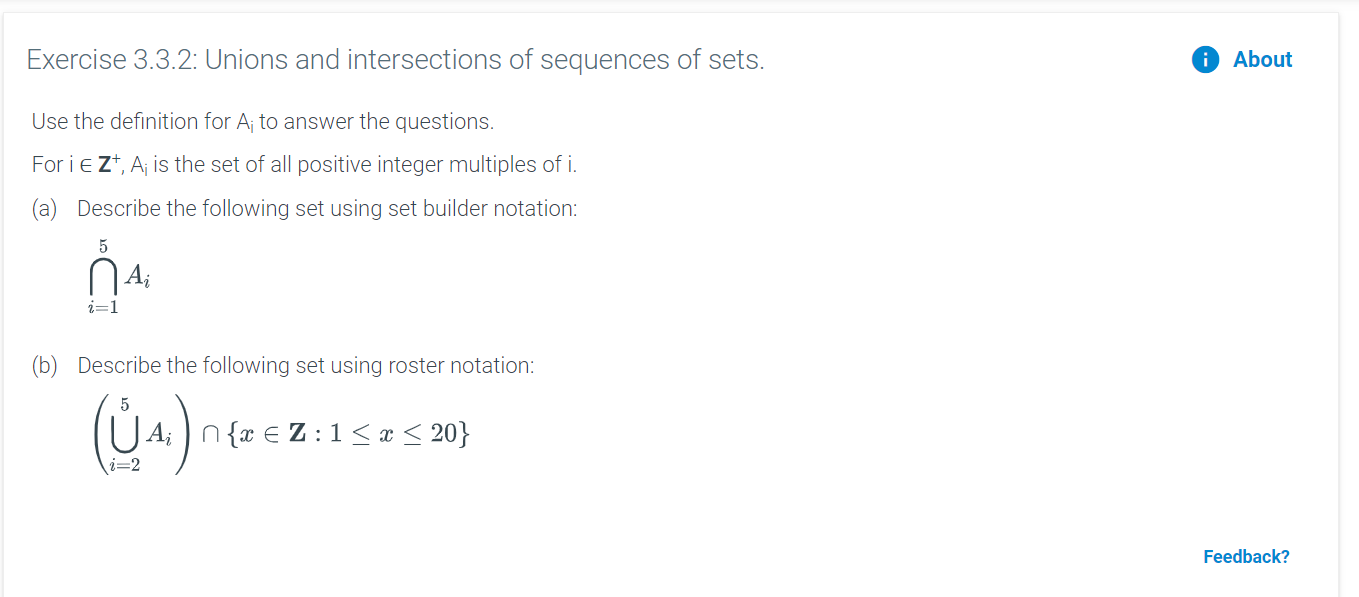 Solved Exercise 3.3.2: Unions and intersections of sequences | Chegg.com