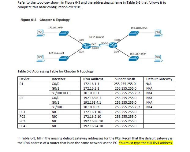 Solved Refer to the topology shown in Figure 6-3 and the | Chegg.com