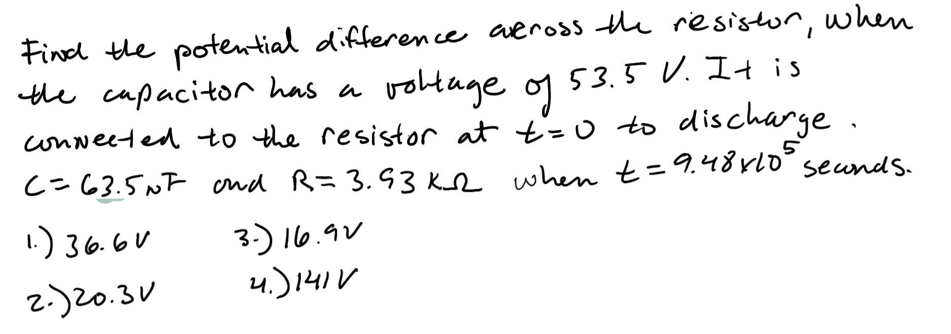 Solved of Find the potential difference across the resiston, | Chegg.com