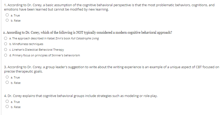 Solved 1. According to Dr. Corey, a basic assumption of the | Chegg.com