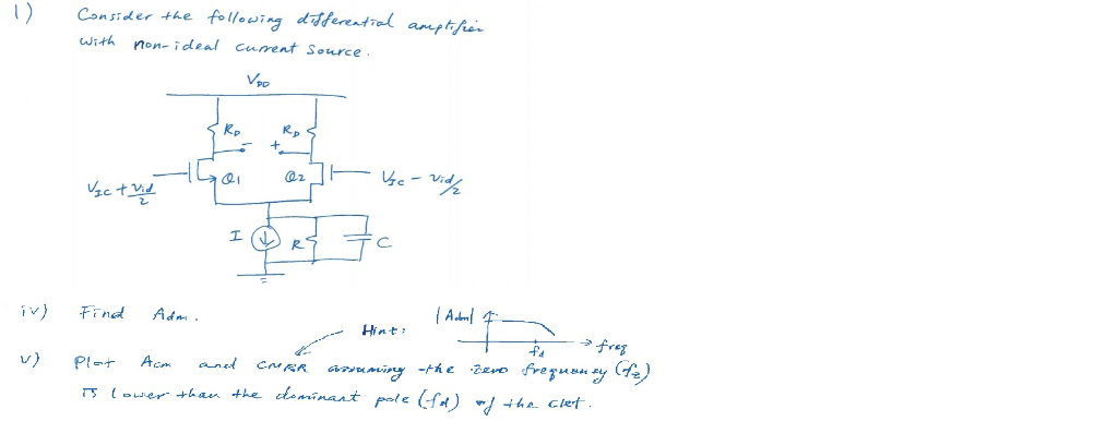 Solved Find Adm Plot Acm and CMRR assuming the zero | Chegg.com