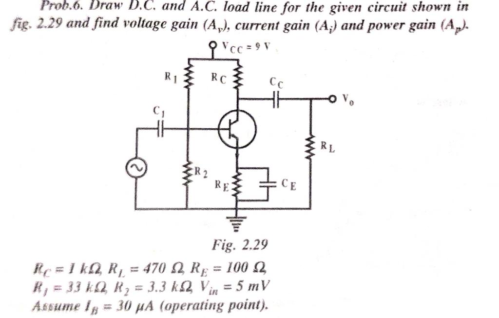Solved Prob.6. Draw D.C. and A.C. load line for the given | Chegg.com
