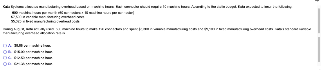 Solved Kata Systems allocates manufacturing overhead based | Chegg.com