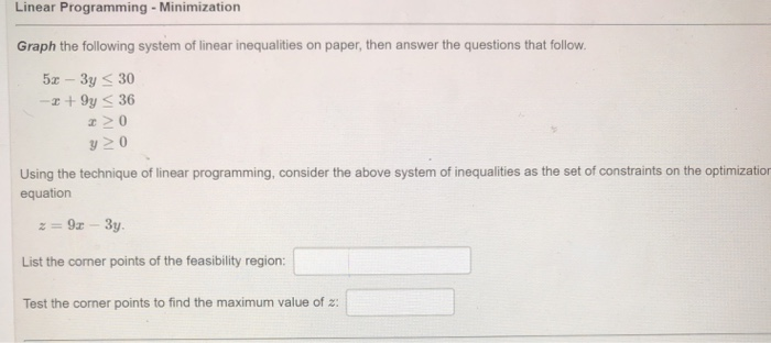Solved Linear Programming Minimization Graph The Following