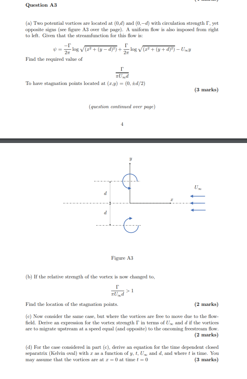Solved Question A3 (a) Two potential vortices are located at | Chegg.com