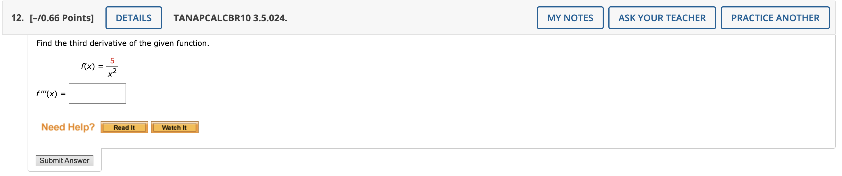 Solved -/0.66 Points] TANAPCALCBR10 3.5.024. Find the third | Chegg.com