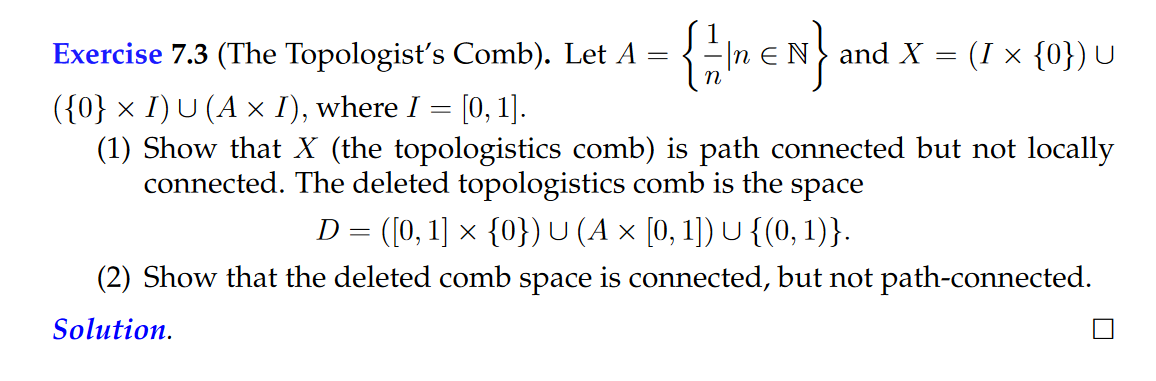 Solved Exercise 7.3 (The Topologist's Comb). ﻿Let | Chegg.com