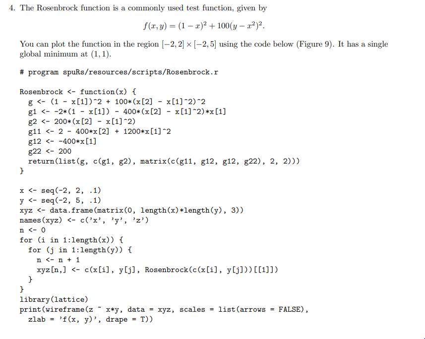 Solved 4. The Rosenbrock function is a commonly used test | Chegg.com