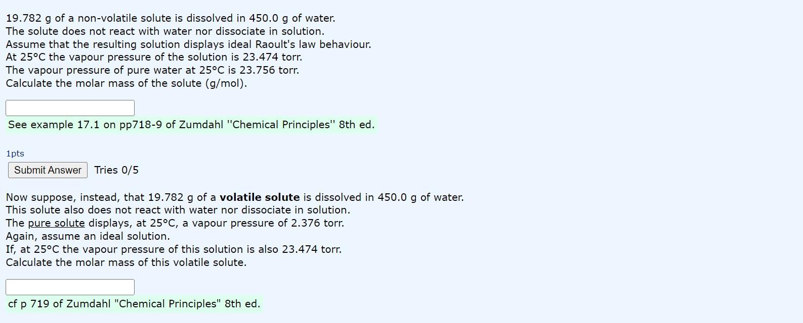 Solved 19.782 g of a non-volatile solute is dissolved in | Chegg.com