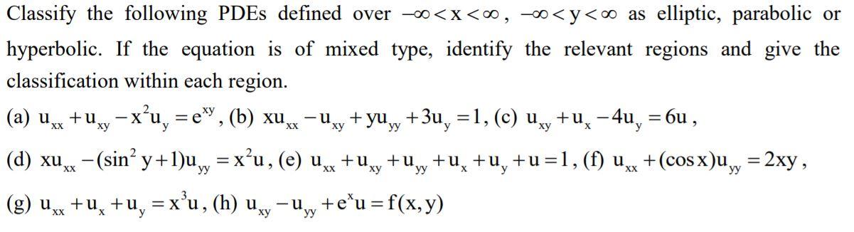 Solved Classify the following PDEs defined over - 0 | Chegg.com