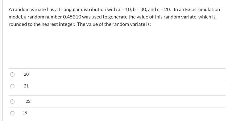 Solved A random variate has a triangular distribution with a | Chegg.com