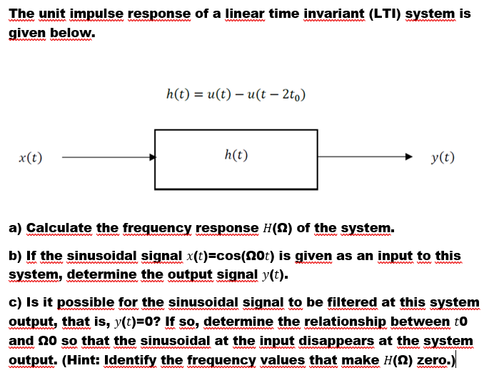 Solved The unit impulse response of a linear time invariant | Chegg.com