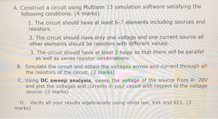 Solved A. Construct a circuit using Multisim 13 simulation | Chegg.com