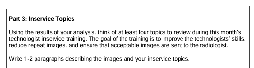 Solved Part 3: Inservice TopicsUsing the results of your | Chegg.com