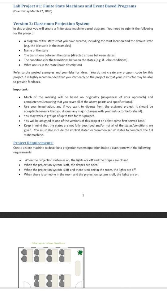 Solved Lab Project #1: Finite State Machines and Event Based | Chegg.com