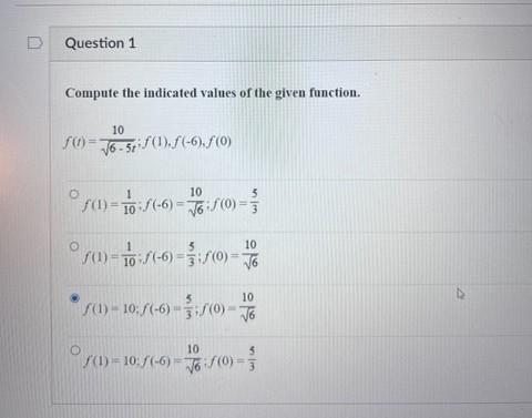 Solved Compute the indicated values of the given function. | Chegg.com