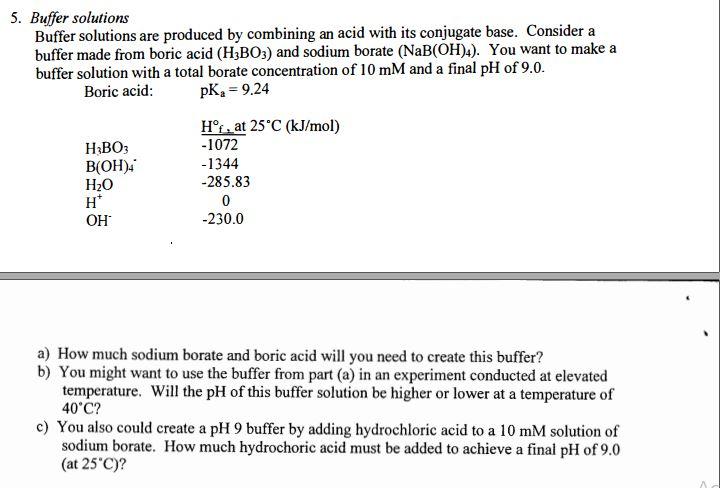 Buffer solutions Buffer solutions are produced by | Chegg.com