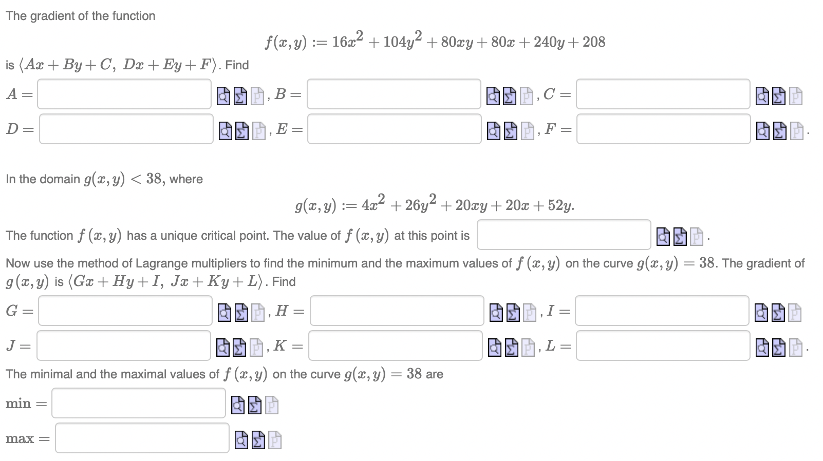 Solved The gradient of the function f(x,y) := = 1622 +104y2 | Chegg.com
