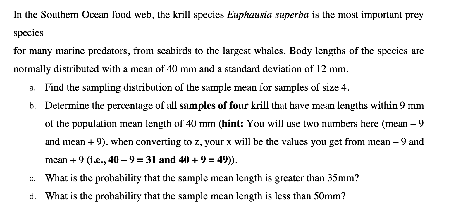 Solved In the Southern Ocean food web, the krill species | Chegg.com