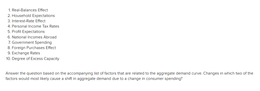 Solved 1. Real-Balances Effect 2. Household Expectations 3. | Chegg.com