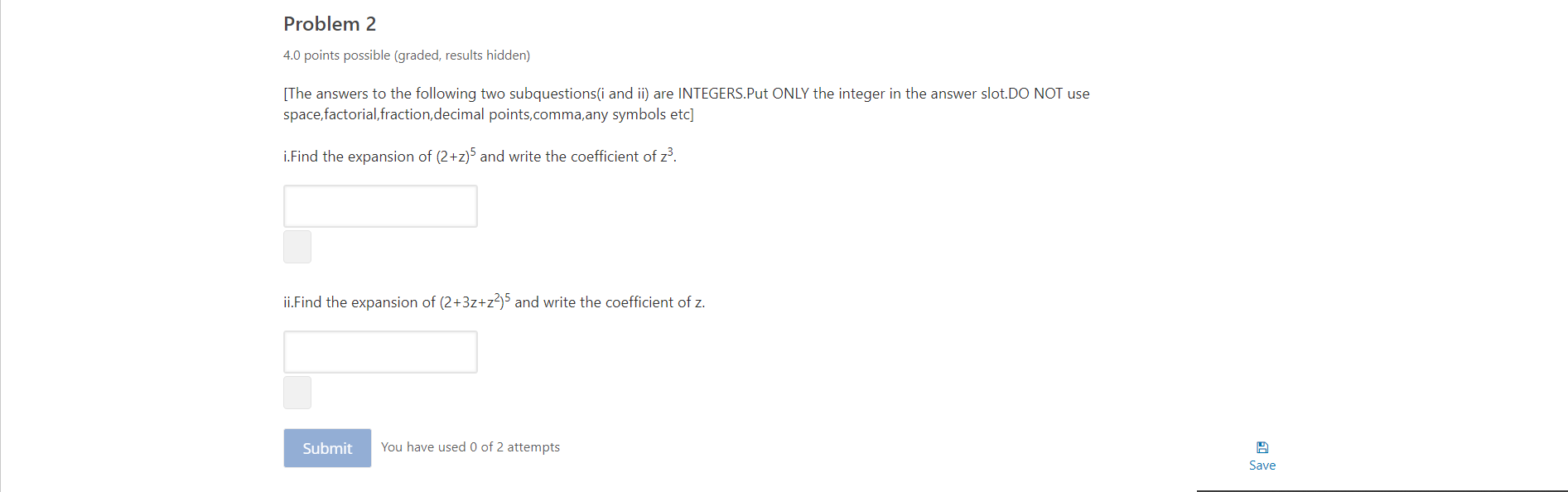 Solved Problem 2 4.0 points possible (graded, results | Chegg.com