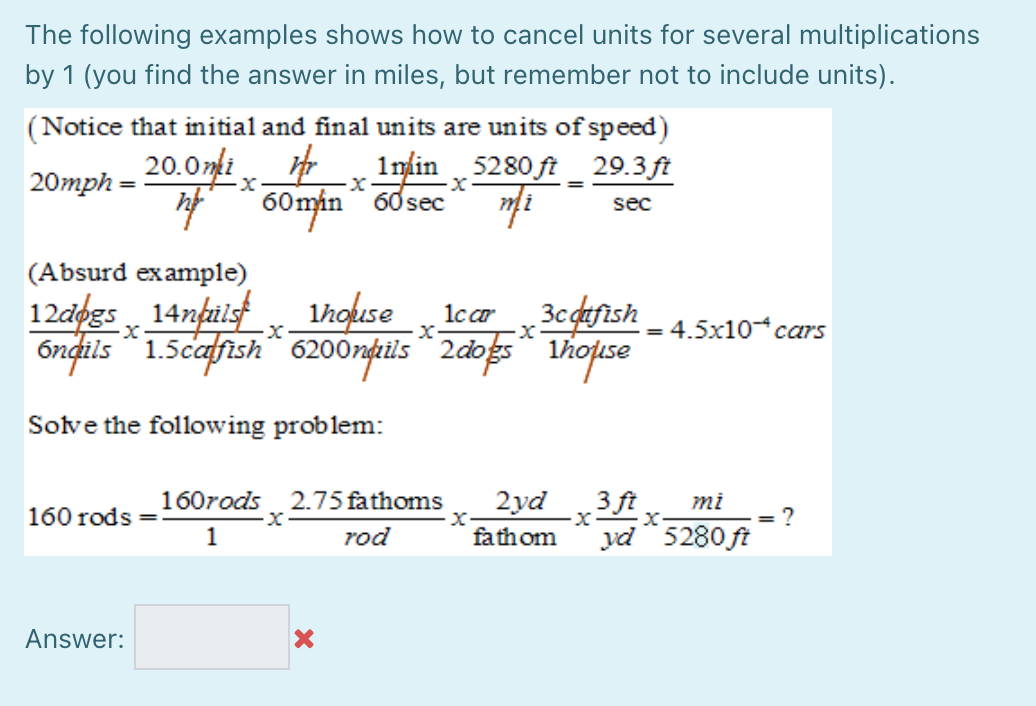 Solved The following examples shows how to cancel units for | Chegg.com